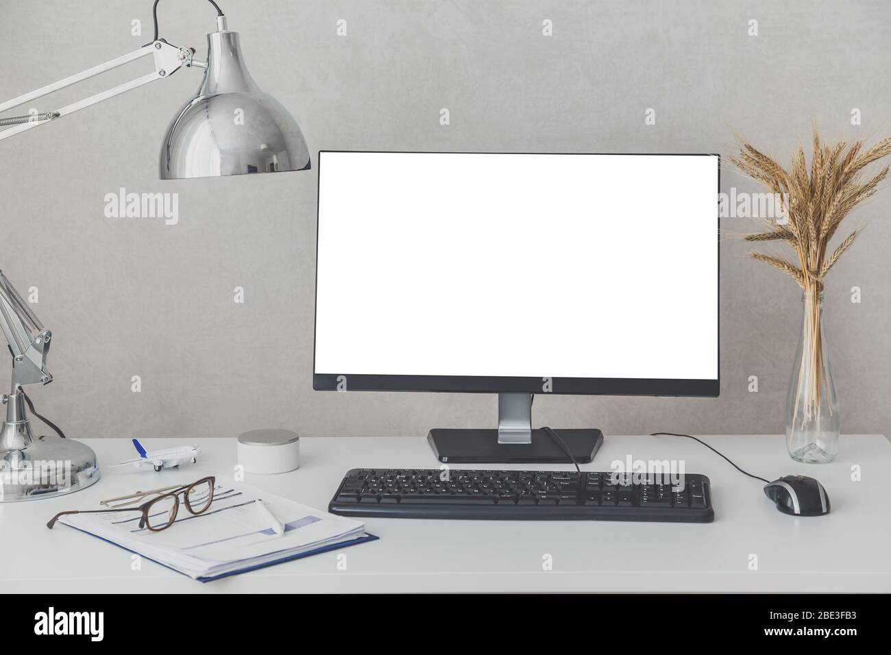 Comfortable workplace with modern computer Stock Photo - Alamy