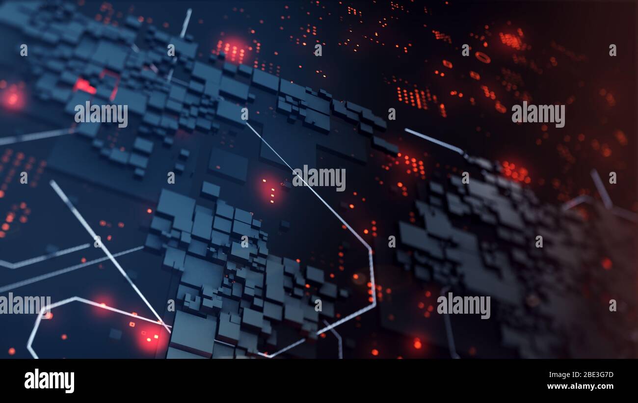 Abstract 3d rendered world map made from box blocks. Abstract ...