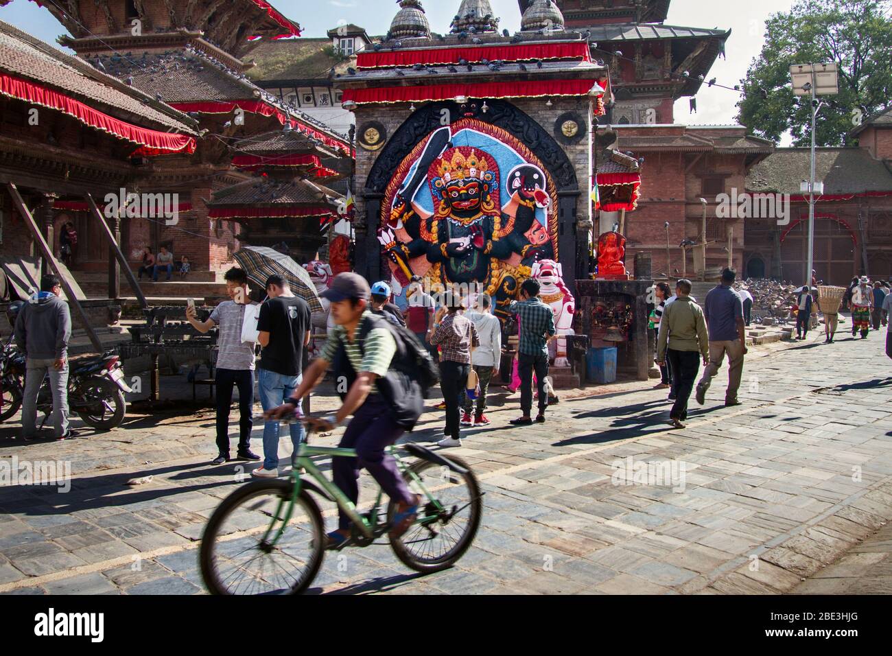 Nepal, Kathmandu, Street, People, UNESCO, Durbar, Bicycle, Crowd ...