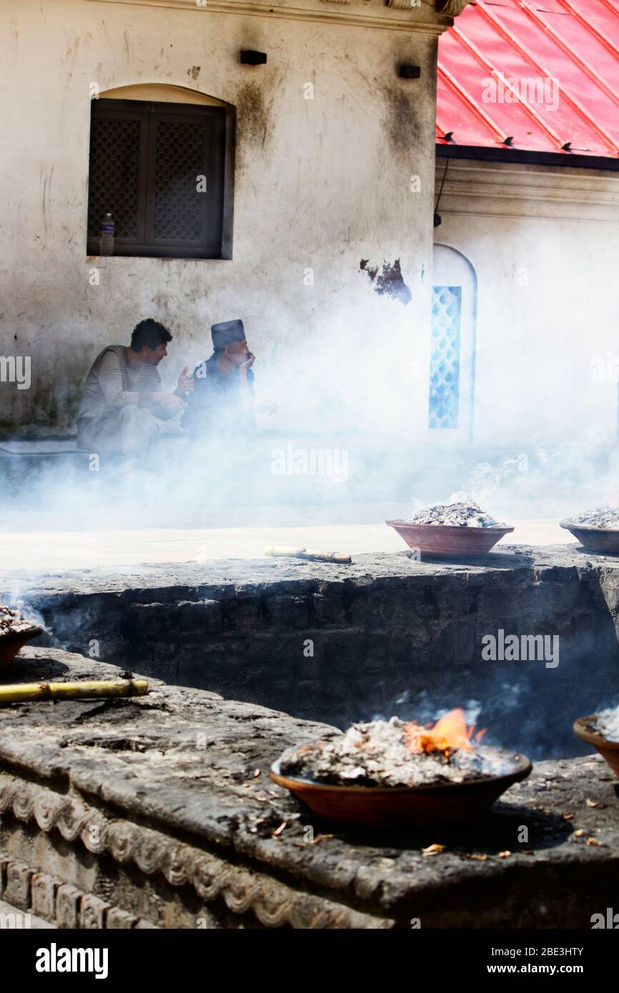 Nepal, Kathmandu, Pashupatinath, Temple, Hinduism, People, Fire ...