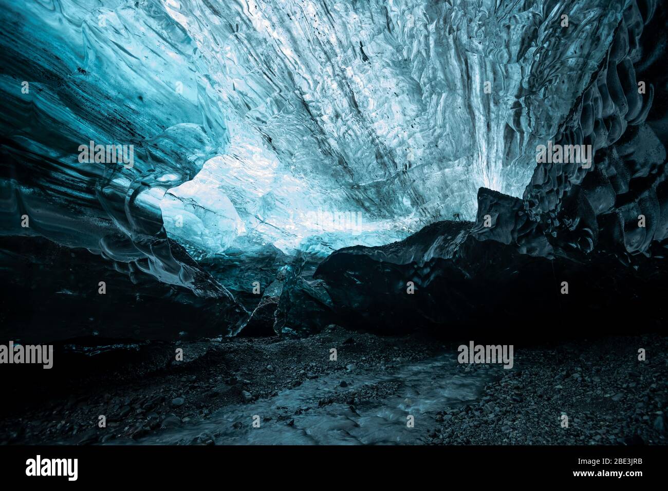 Inside a glacier ice cave in Iceland Stock Photo - Alamy