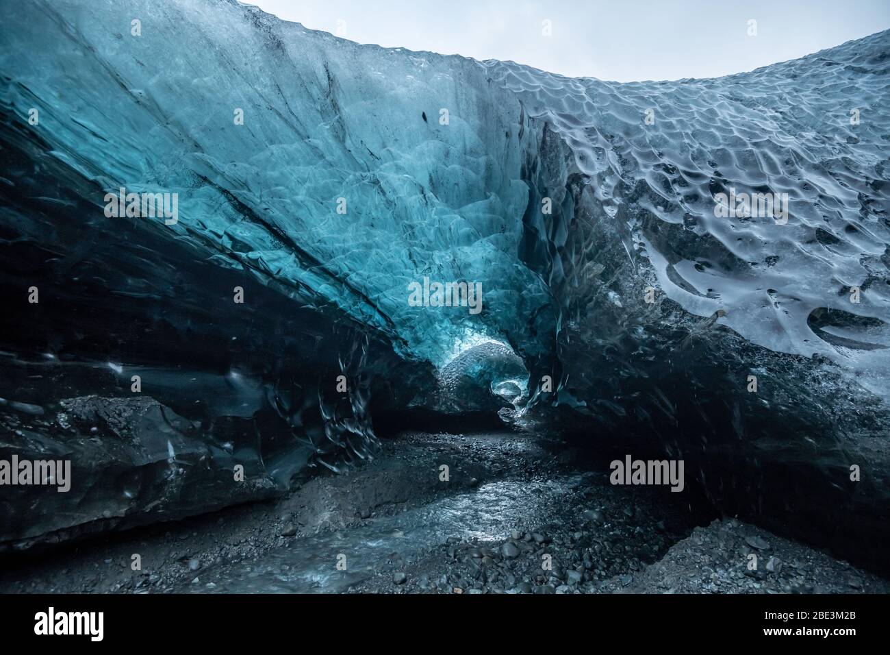 Inside a glacier ice cave in Iceland Stock Photo - Alamy