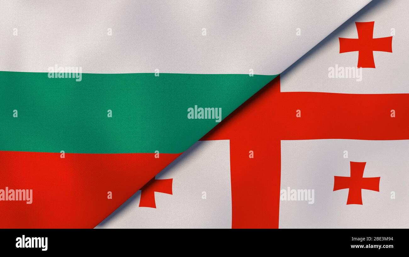 Two states flags of Bulgaria and Georgia. High quality business ...