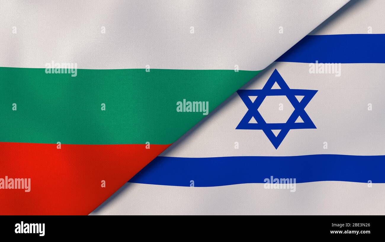 Two states flags of Bulgaria and Israel. High quality business ...