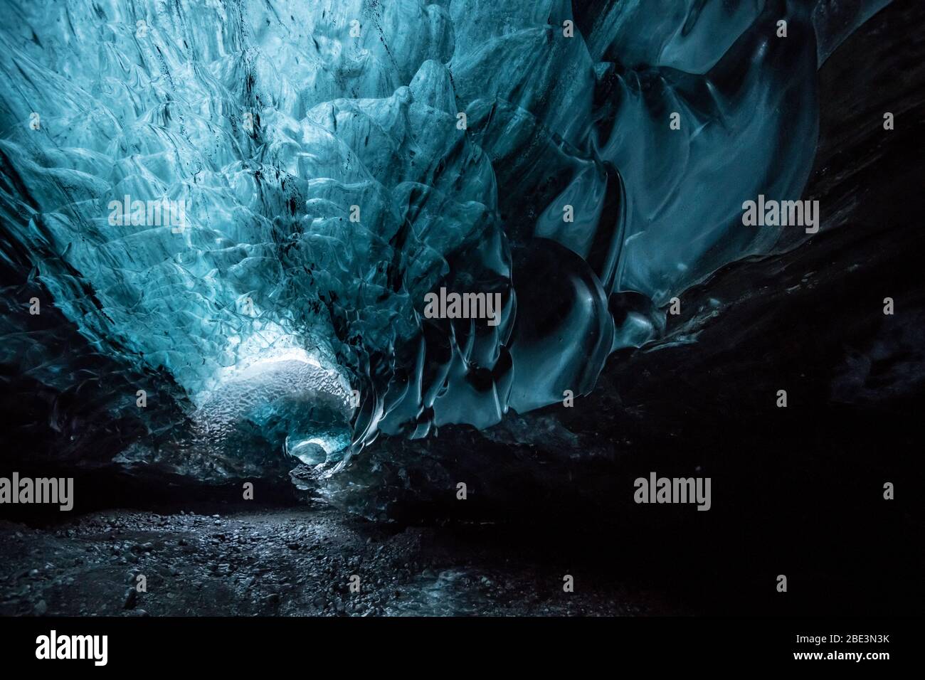 Inside a glacier ice cave in Iceland Stock Photo - Alamy
