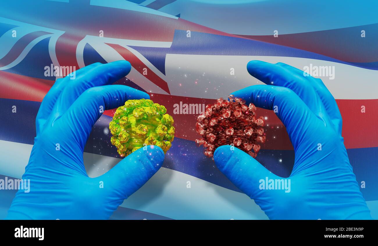 Medical virus molecular concept with Flag of Hawaii - United States of ...