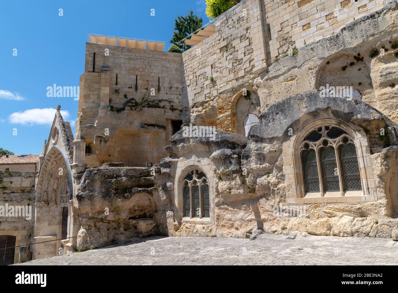 monolithic church of Saint-Emilion carved from a limestone Stock Photo ...
