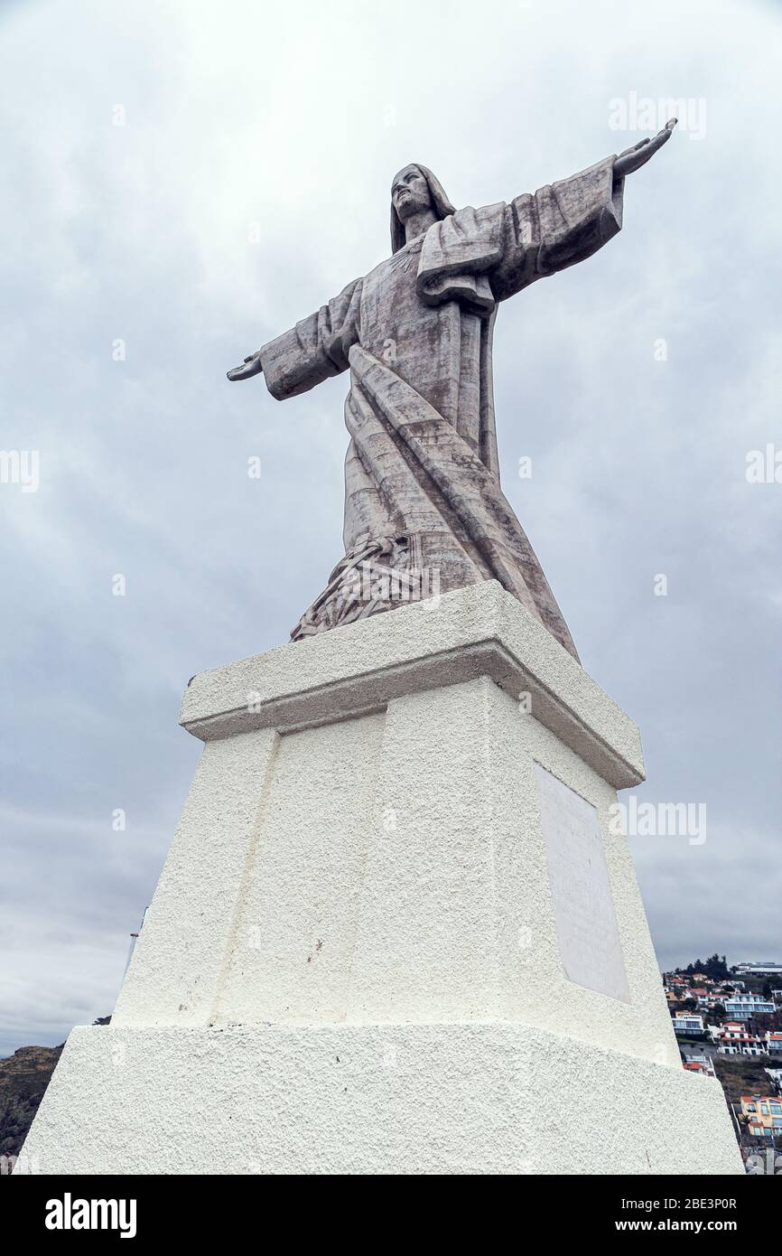 SANTA-CRUZ, PORTUGAL - JULY 29, 2018: Statue of Christ in Madeira on ...