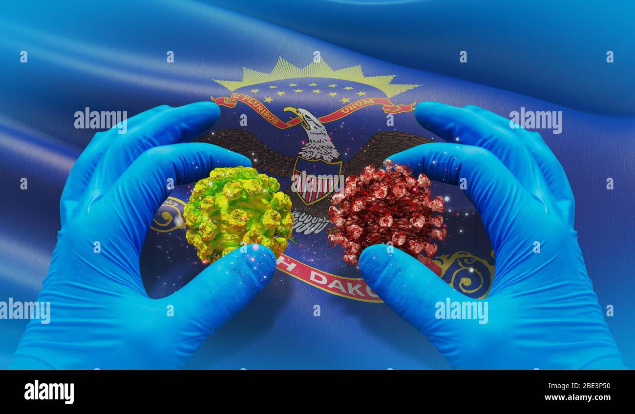 Medical virus molecular concept with Flag of North Dakota - United ...