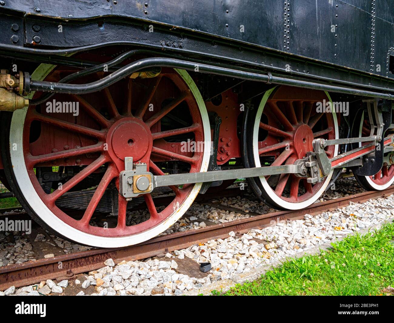 Old locomotive wheels detail close-up Stock Photo - Alamy