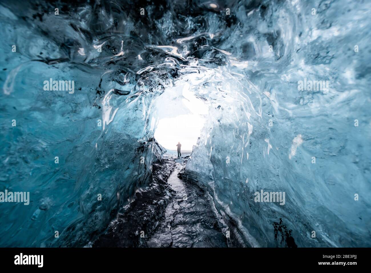 Inside a glacier ice cave in Iceland Stock Photo - Alamy