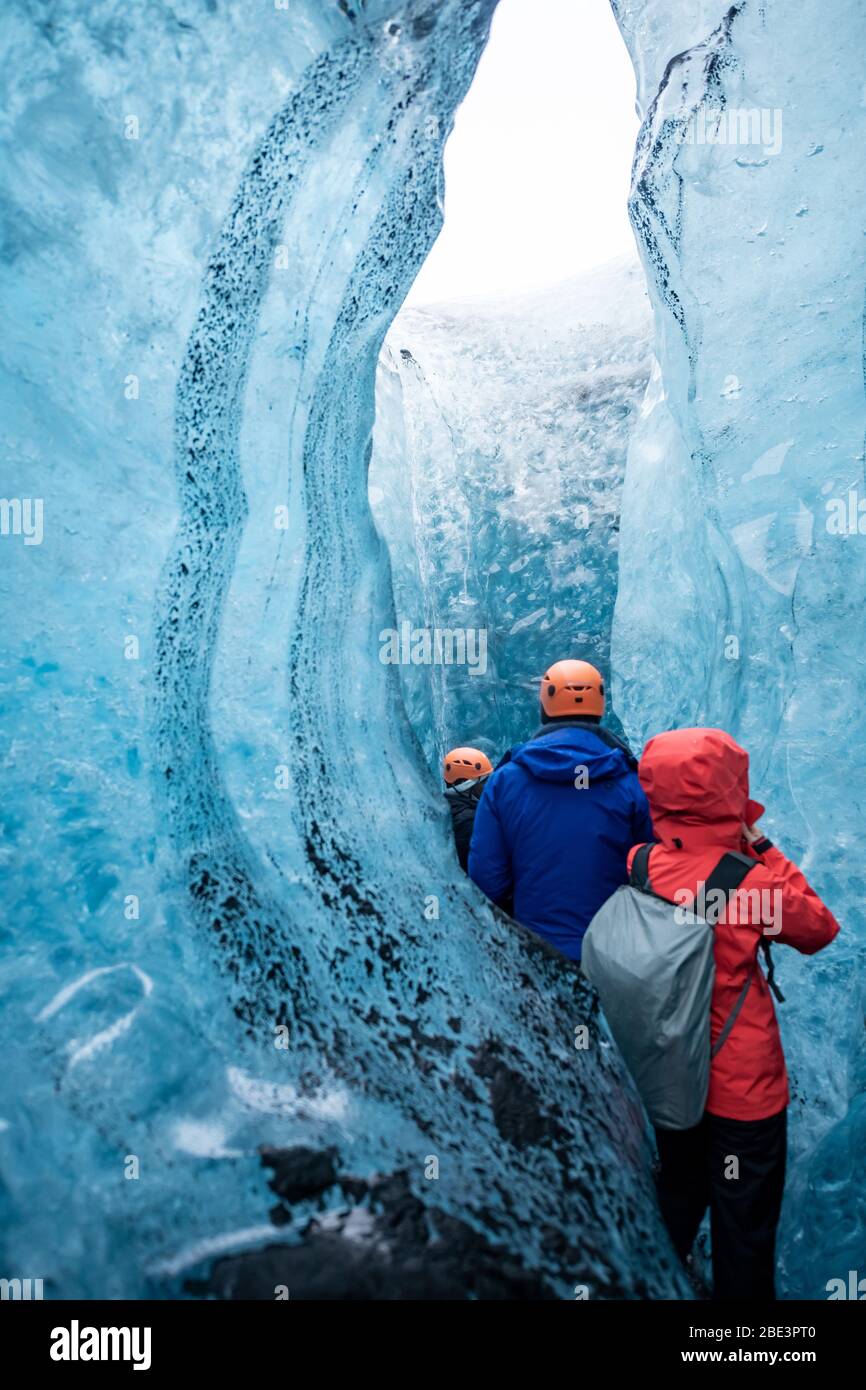 Inside a glacier ice cave in Iceland Stock Photo - Alamy