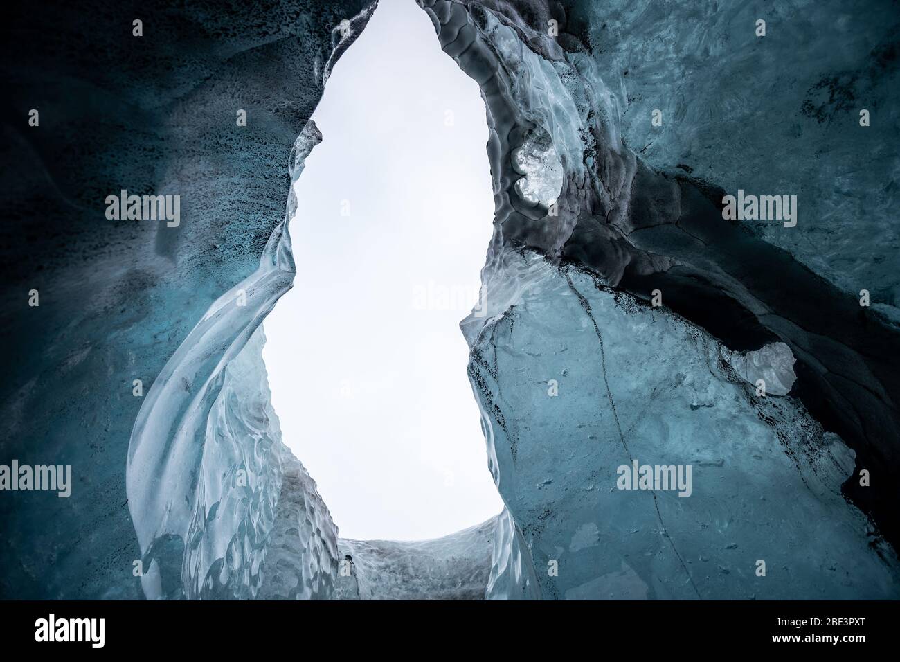 Inside a glacier ice cave in Iceland Stock Photo - Alamy