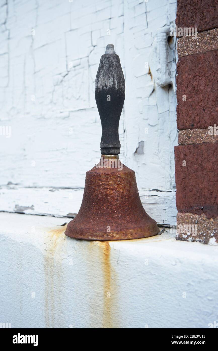Old, rusty school bell Stock Photo - Alamy