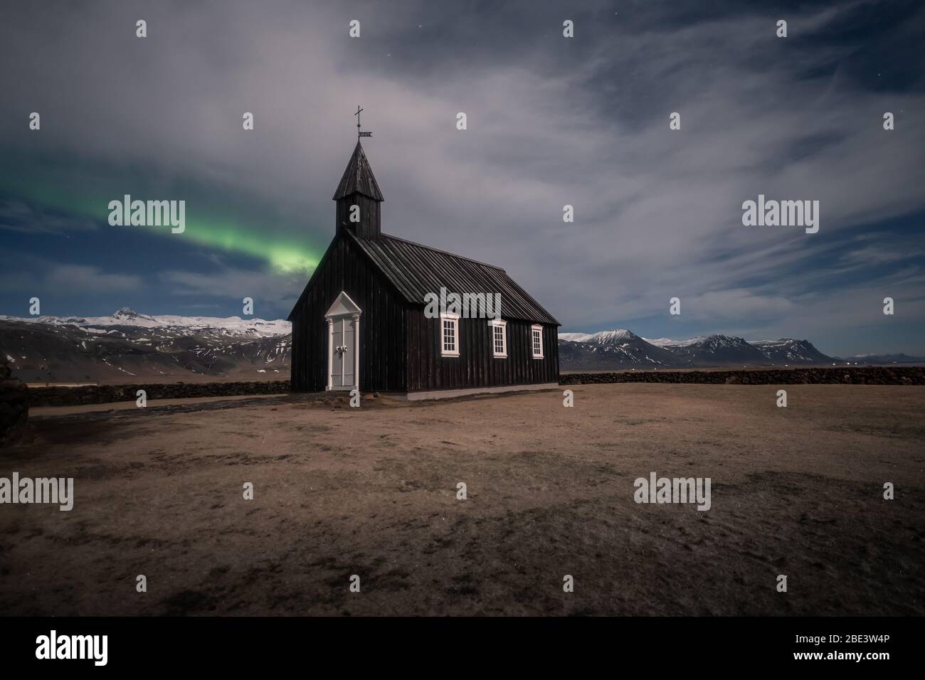 Aurora borealis over church hi-res stock photography and images - Alamy
