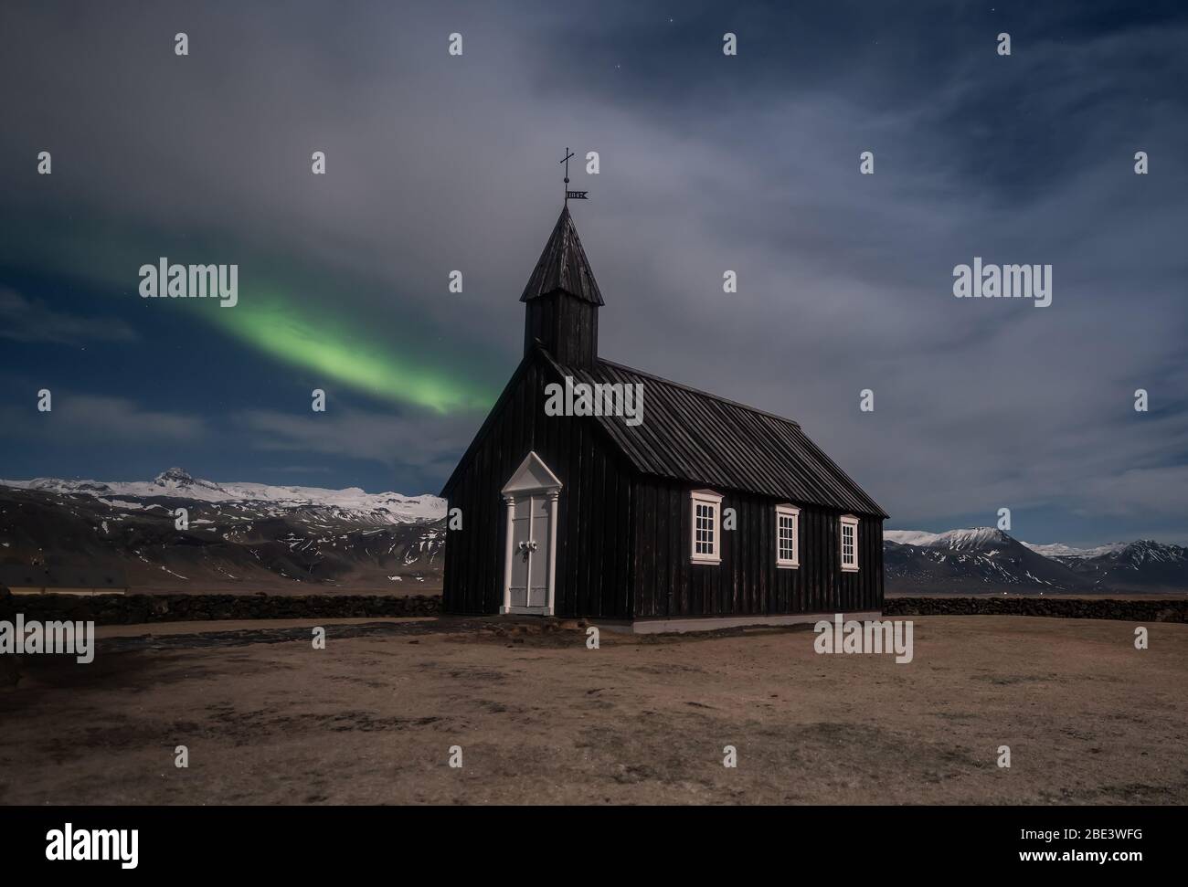 Aurora borealis over church hi-res stock photography and images - Alamy