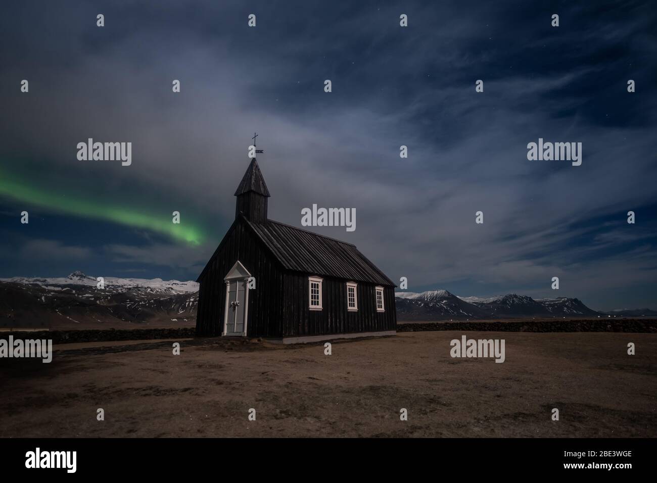 Aurora borealis over church hi-res stock photography and images - Alamy