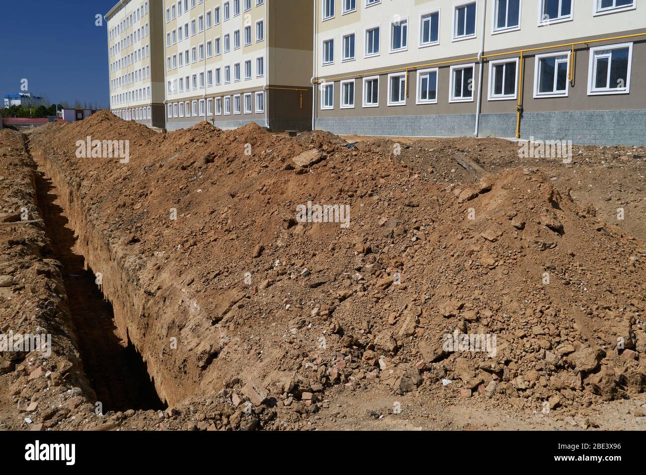 construction process and development of house area, land grading or ...