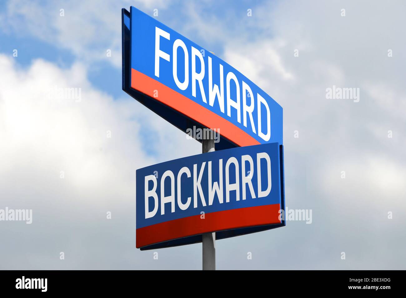 Forward and backward street sign Stock Photo - Alamy