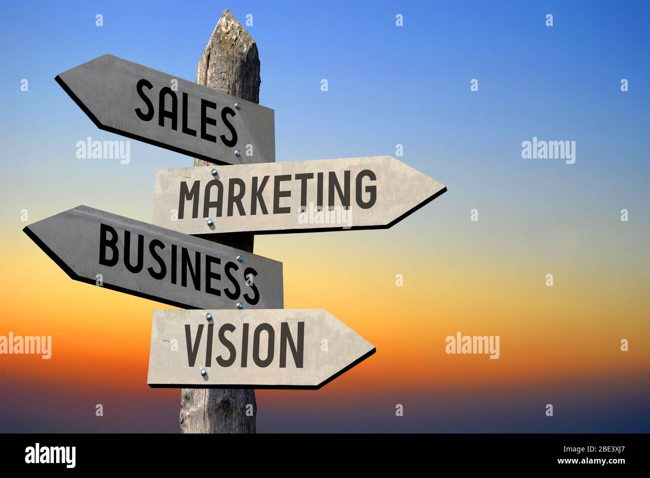 Sale, marketing, business, vision signpost Stock Photo - Alamy