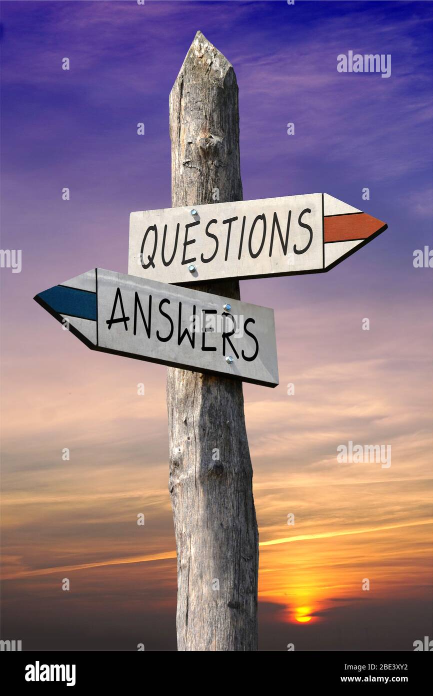 Questions and answers signpost Stock Photo - Alamy Questions and answers signpost Stock Photo - Alamy