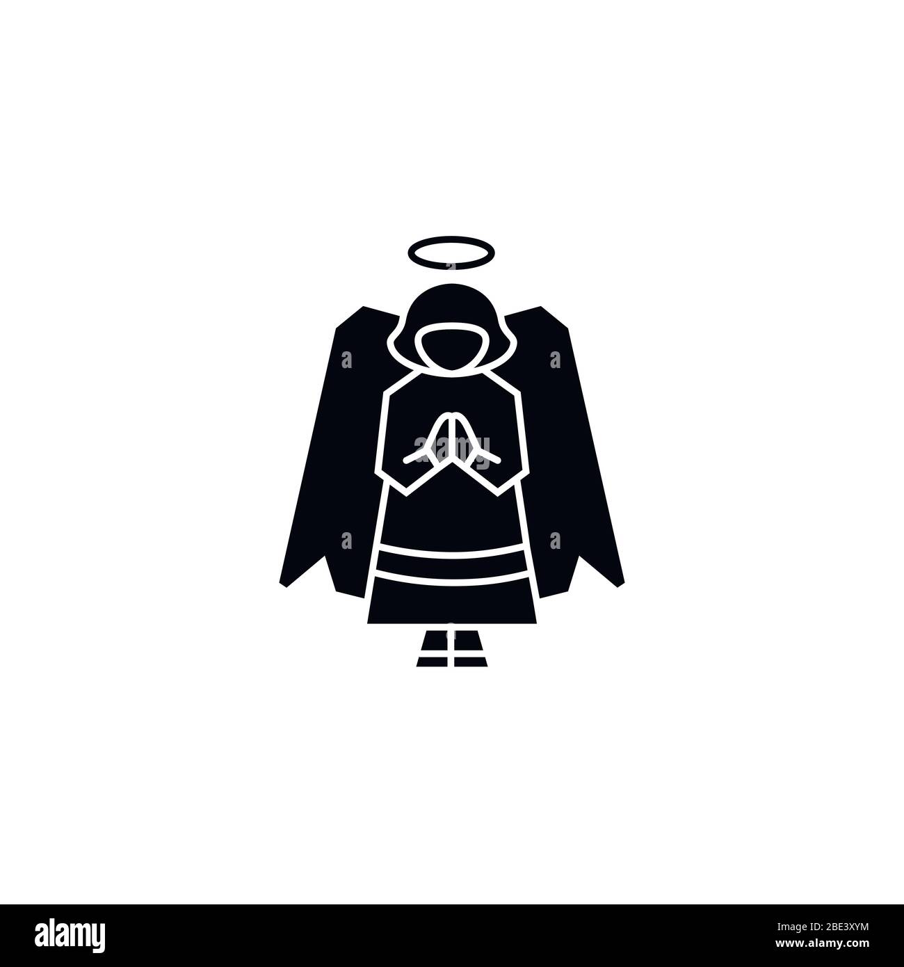 Angel easter black icon isolated on a white background.Easter element ...