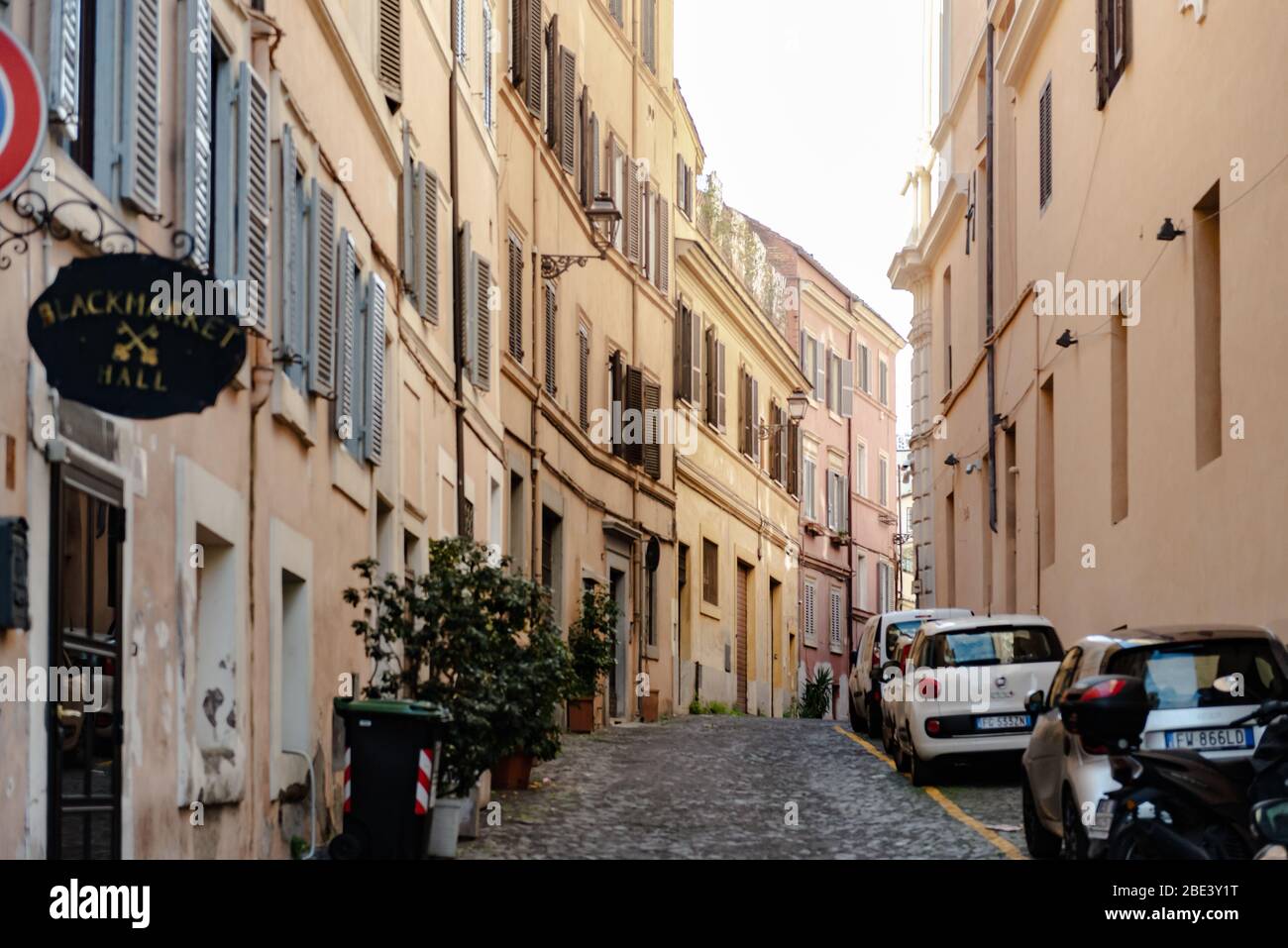 A small street in the center of Rome. Photography of the street is out ...