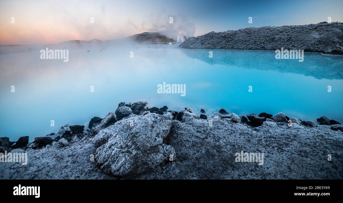 Beautiful landscape and sunset near Blue lagoon hot spring spa in ...