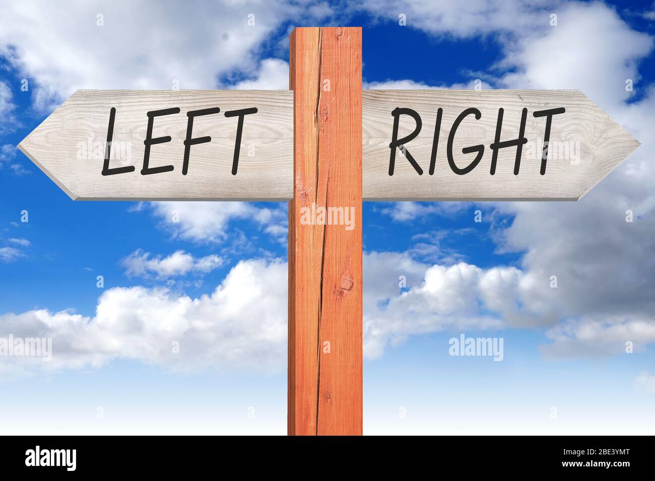 Left or right - wooden signpost Stock Photo - Alamy