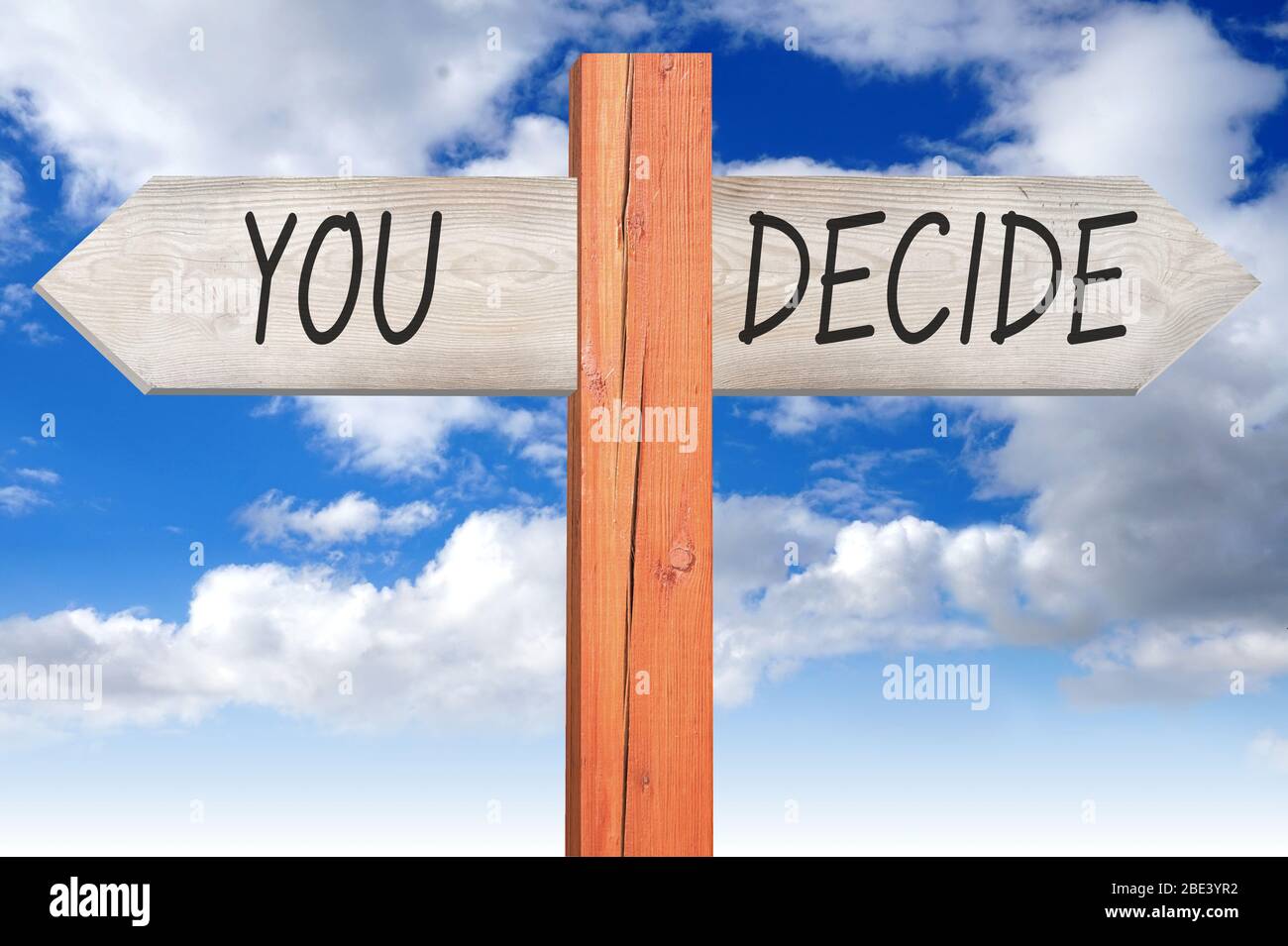 You decide - wooden signpost Stock Photo - Alamy
