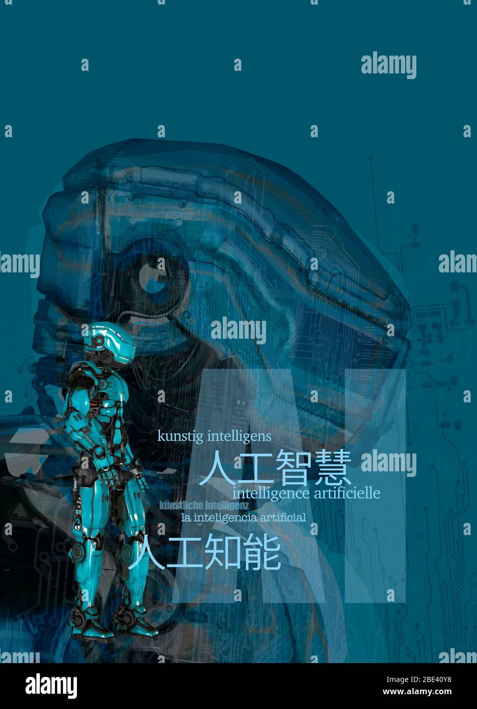 Robot and different languages, illustration Stock Photo - Alamy