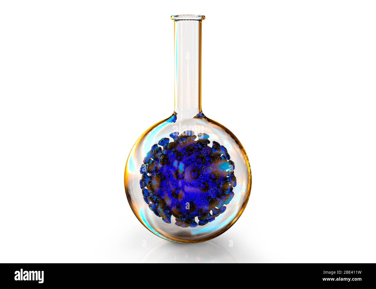 Covid-19 coronavirus in a laboratory flask. Conceptual computer ...