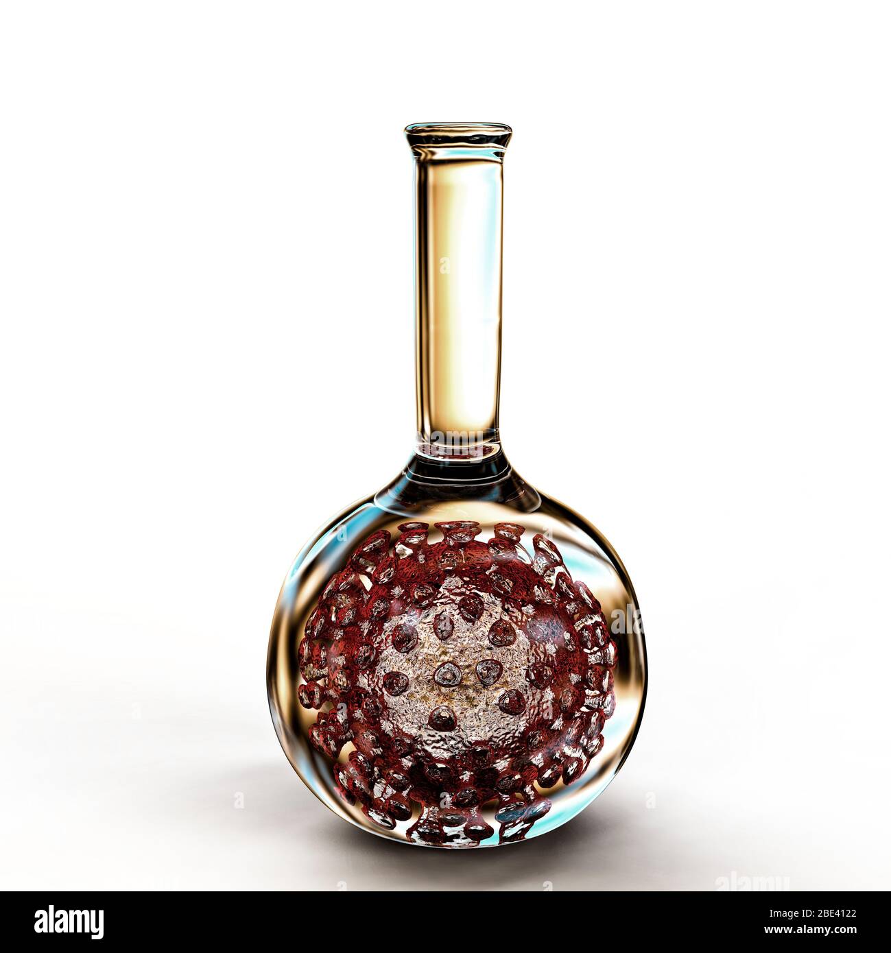 Covid-19 coronavirus in a laboratory flask. Conceptual computer ...