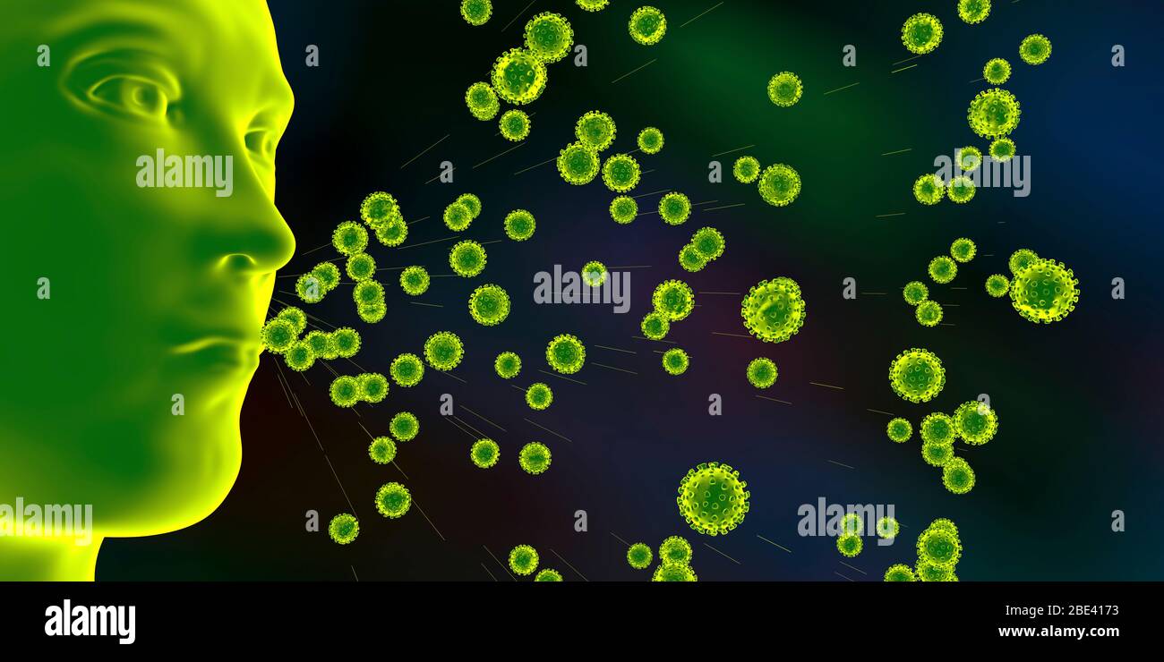 Spread of Covid-19 coronaviruses from infected person, conceptual ...