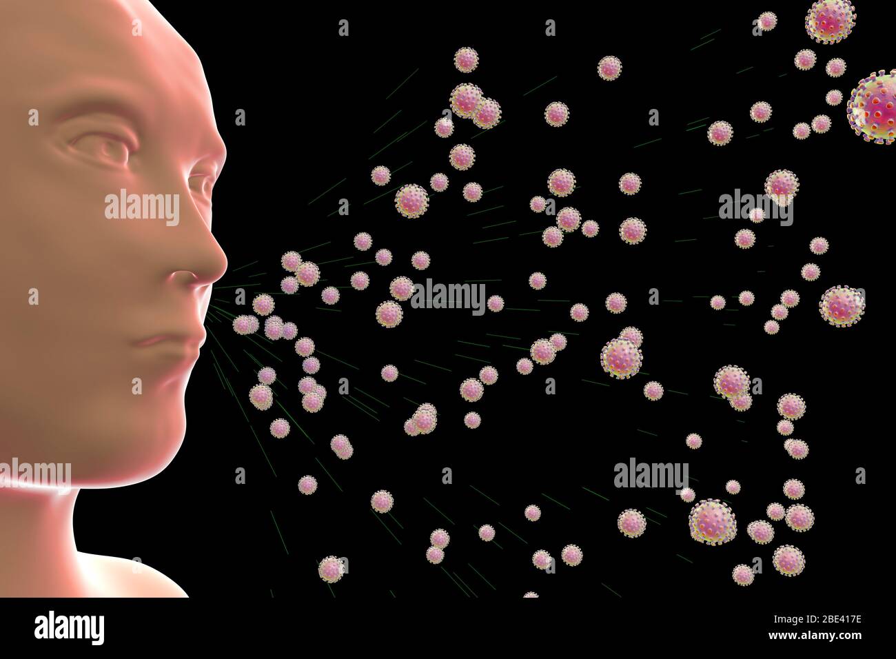 Spread of Covid-19 coronaviruses from infected person, conceptual ...