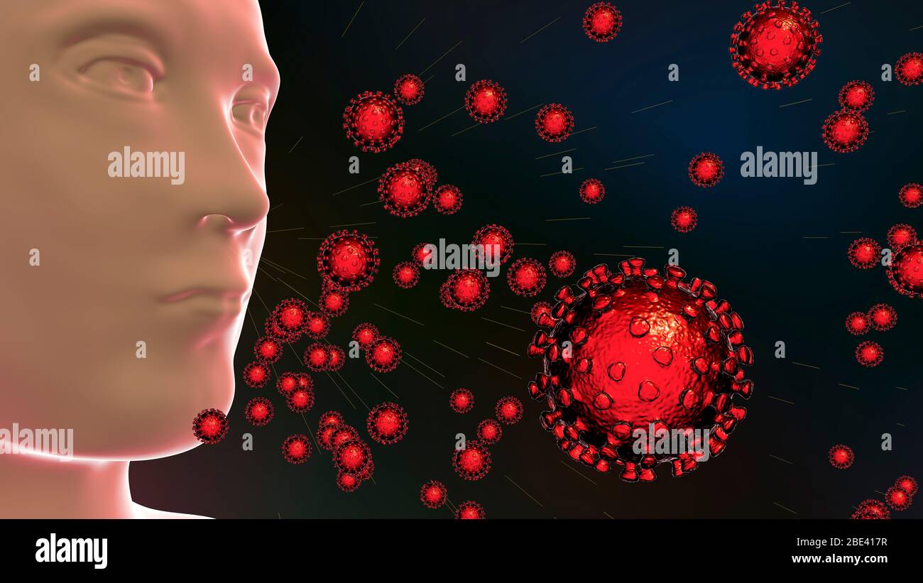 Spread of Covid-19 coronaviruses from infected person, conceptual ...