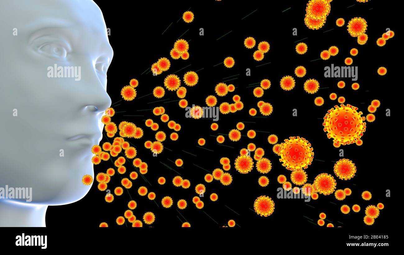Spread of Covid-19 coronaviruses from infected person, conceptual ...
