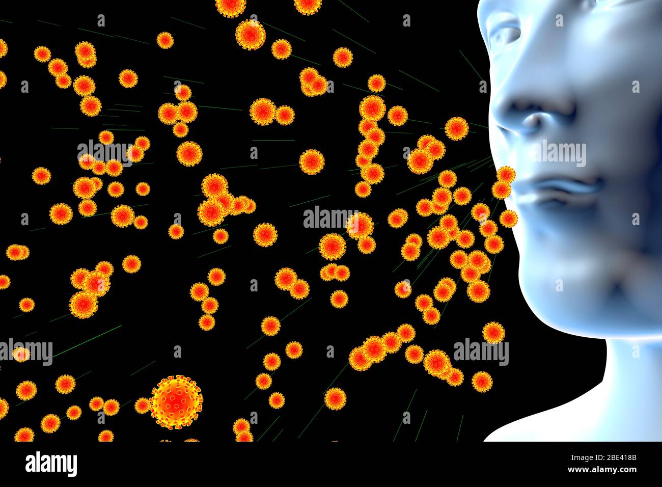 Spread of Covid-19 coronaviruses from infected person, conceptual ...
