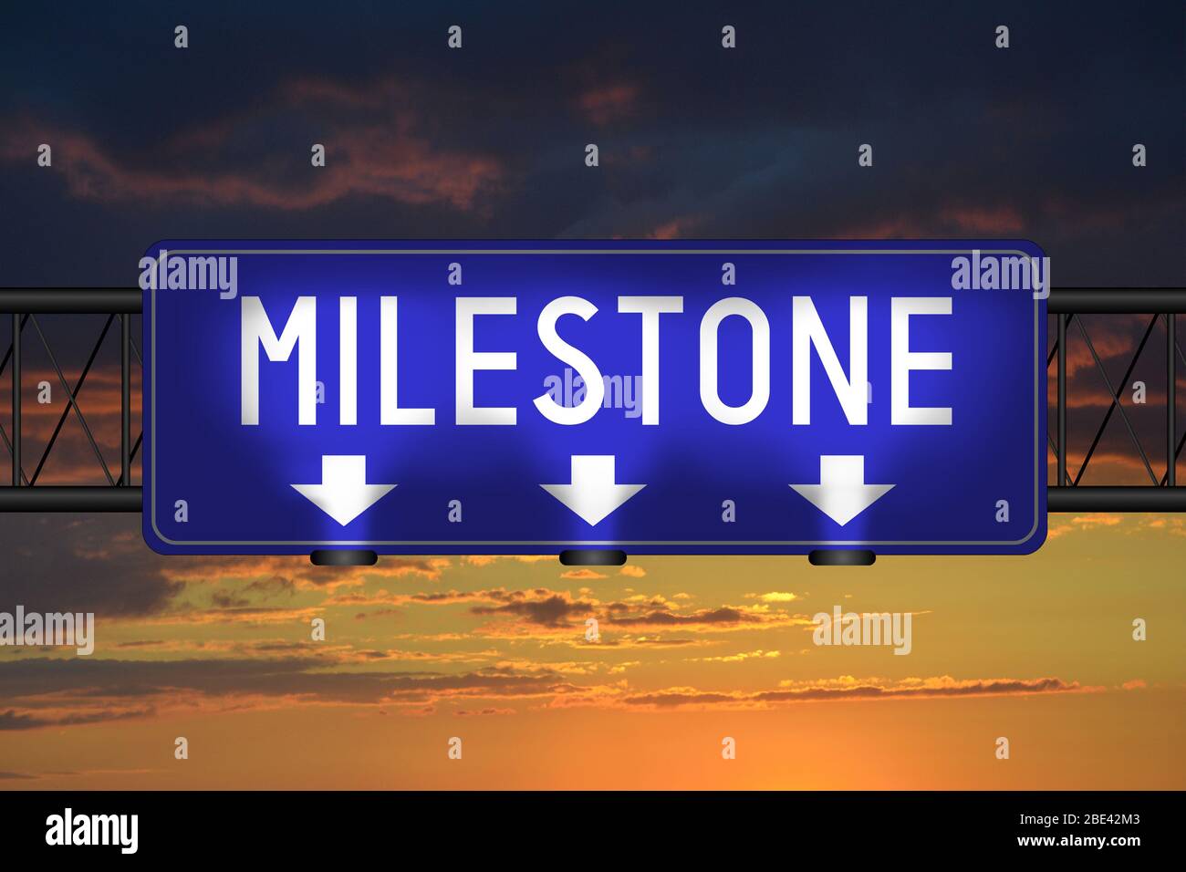 Milestone street sign Stock Photo - Alamy