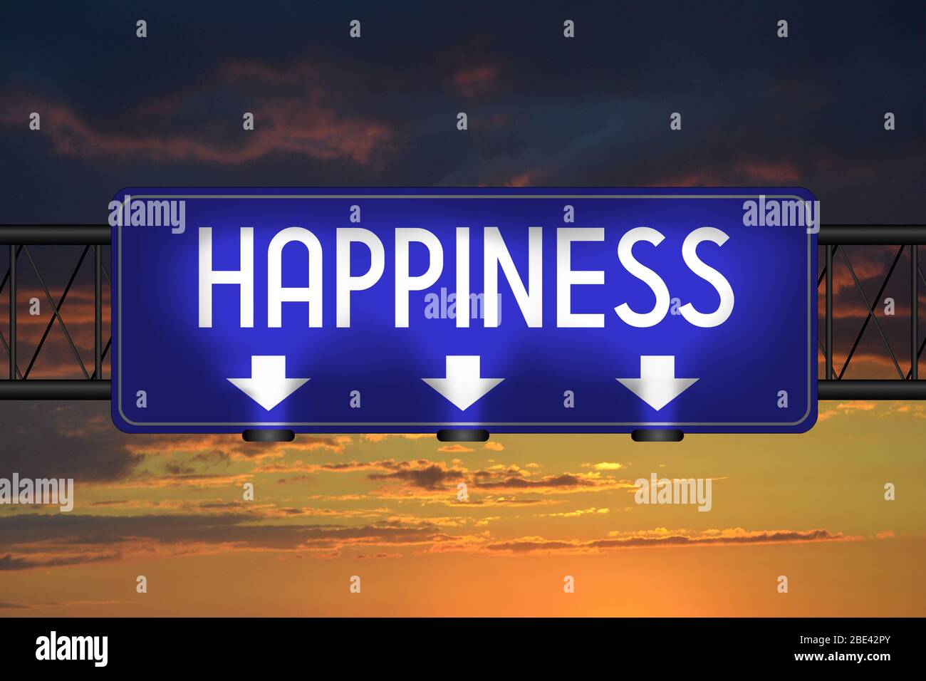 Happiness street sign Stock Photo - Alamy