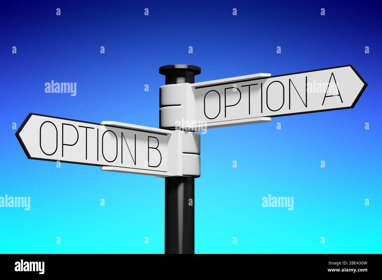 3D illustration/ 3D rendering - crossroads concept - option A and B ...