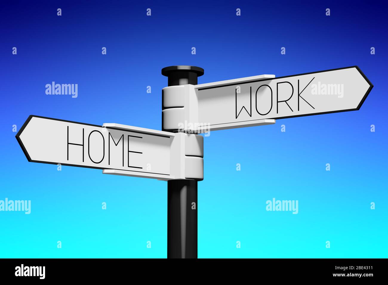 3D illustration/ 3D rendering - crossroads concept - work and home ...