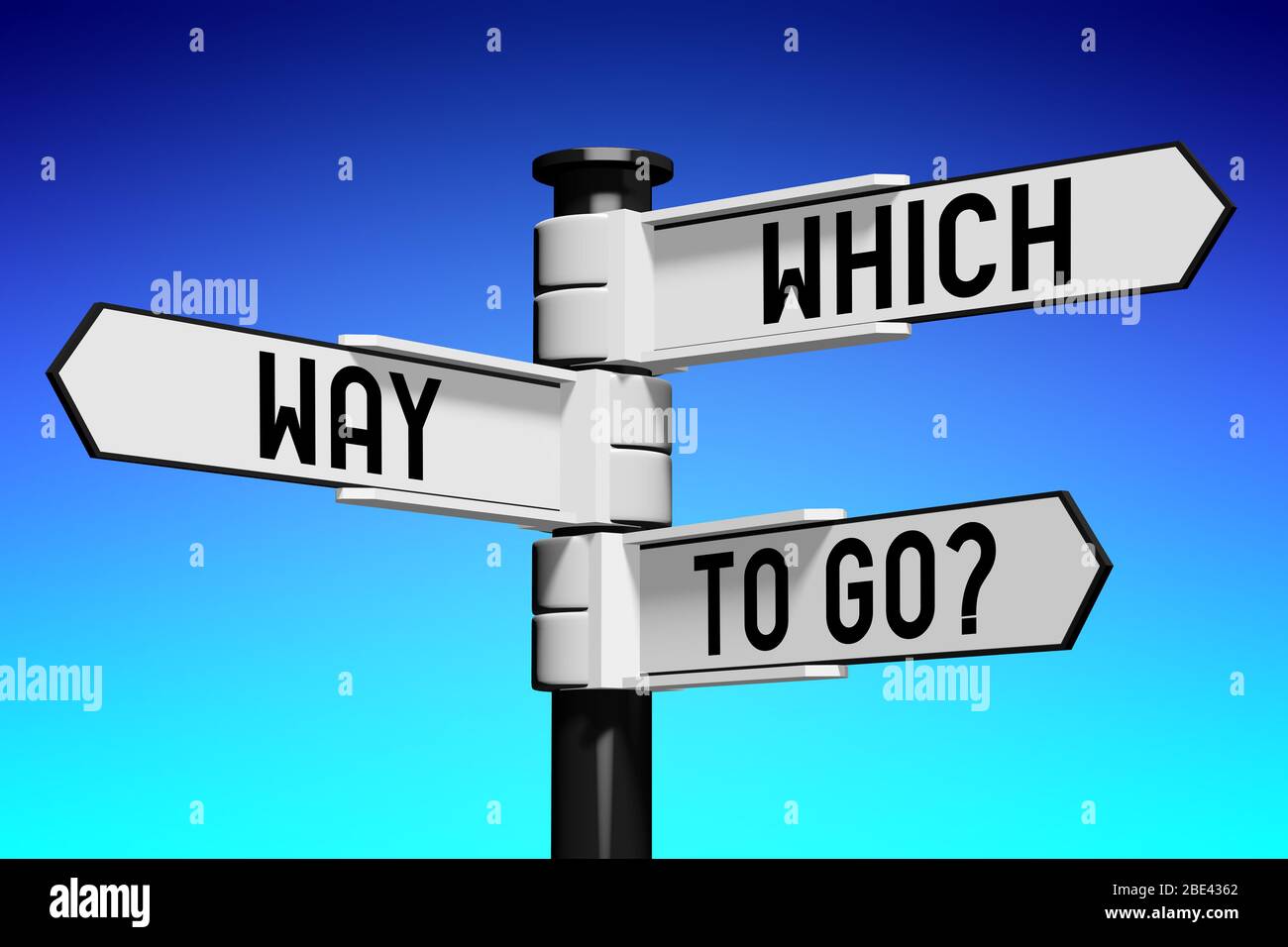 3D illustration/ 3D rendering - signpost with three arrows - problem ...