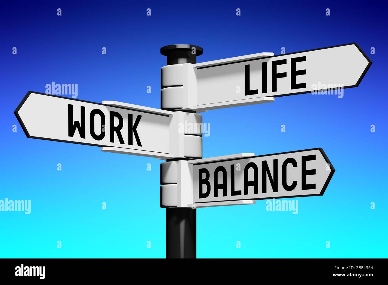 3D illustration/ 3D rendering - signpost with three arrows - work ...