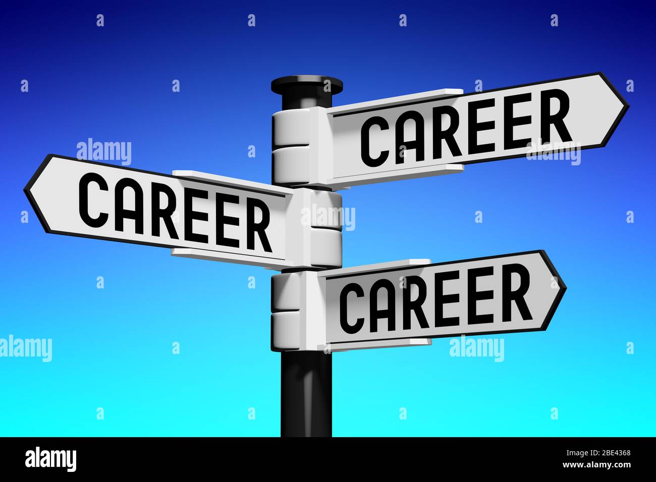 3D illustration/ 3D rendering - signpost with three arrows - career ...