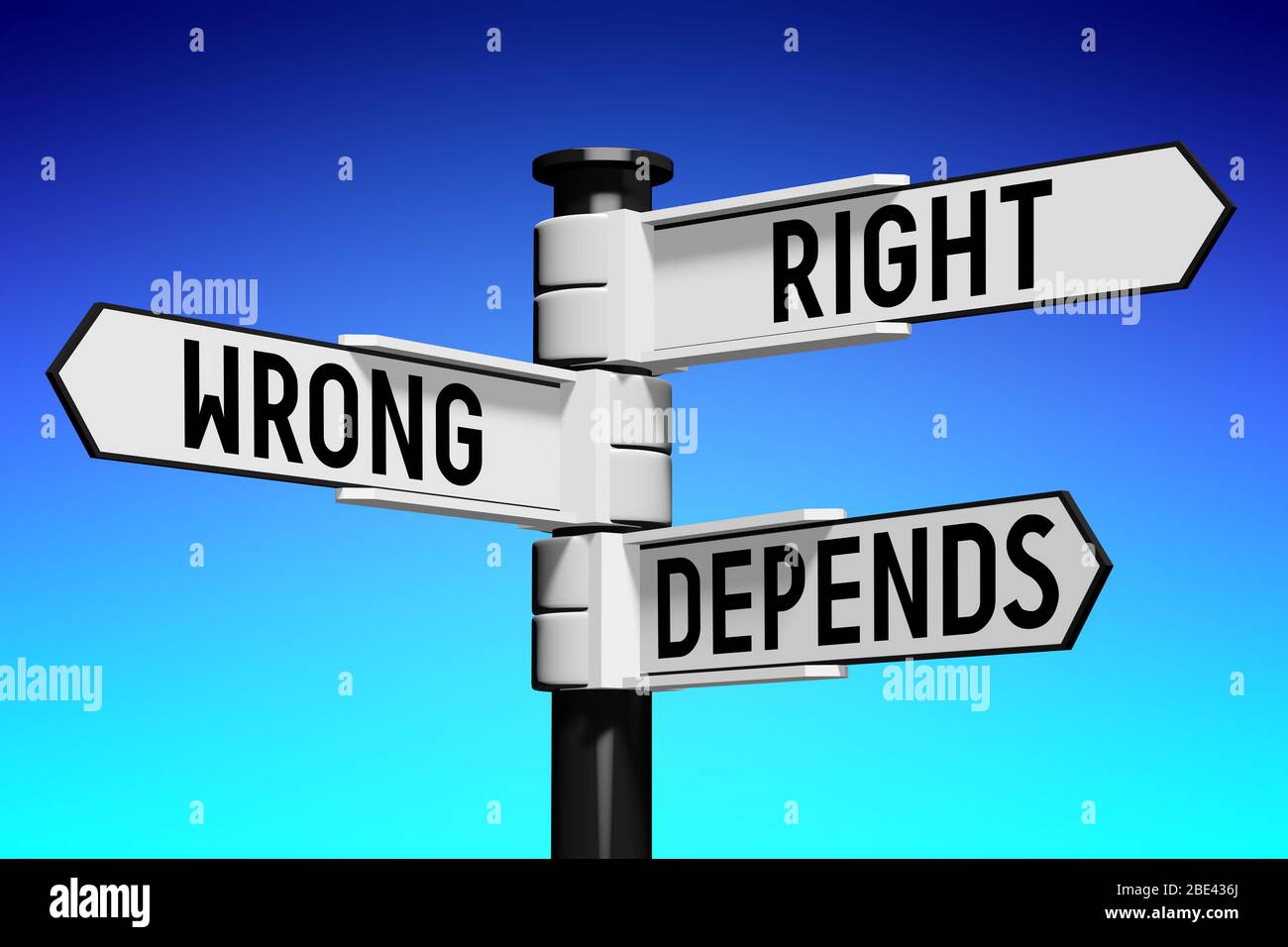 3D illustration/ 3D rendering - signpost with three arrows - choice ...