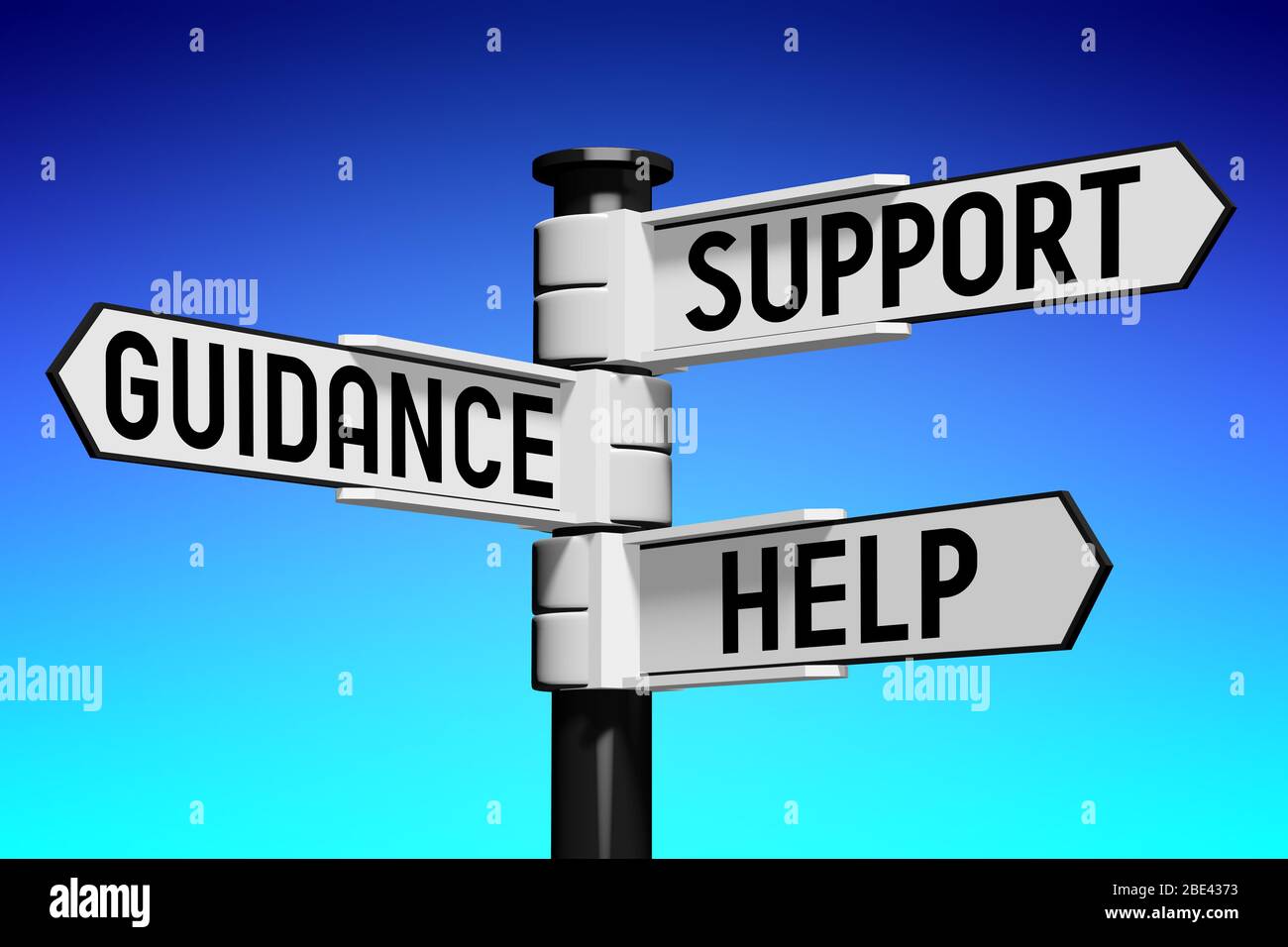 3D illustration/ 3D rendering - signpost with three arrows - support ...