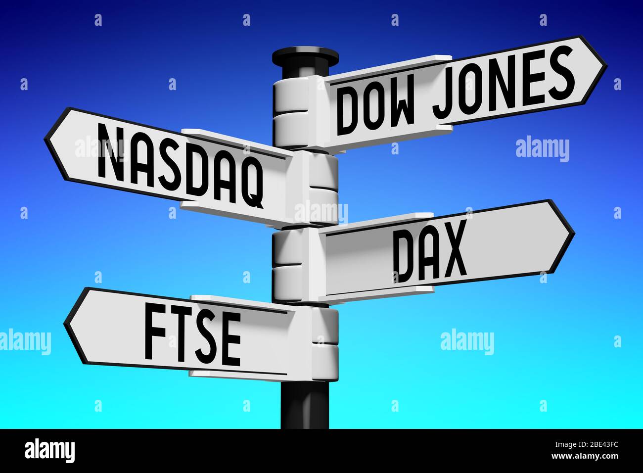 3D illustration/ 3D rendering - signpost with four arrows - stock Stock ...