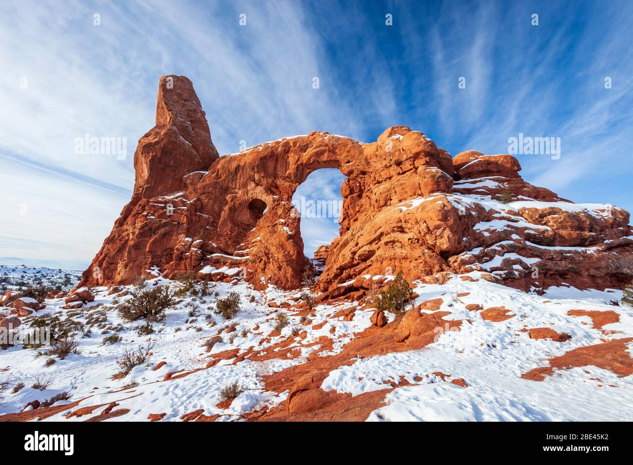 Turret Arch in winter in Arches National Park Utah Stock Photo - Alamy