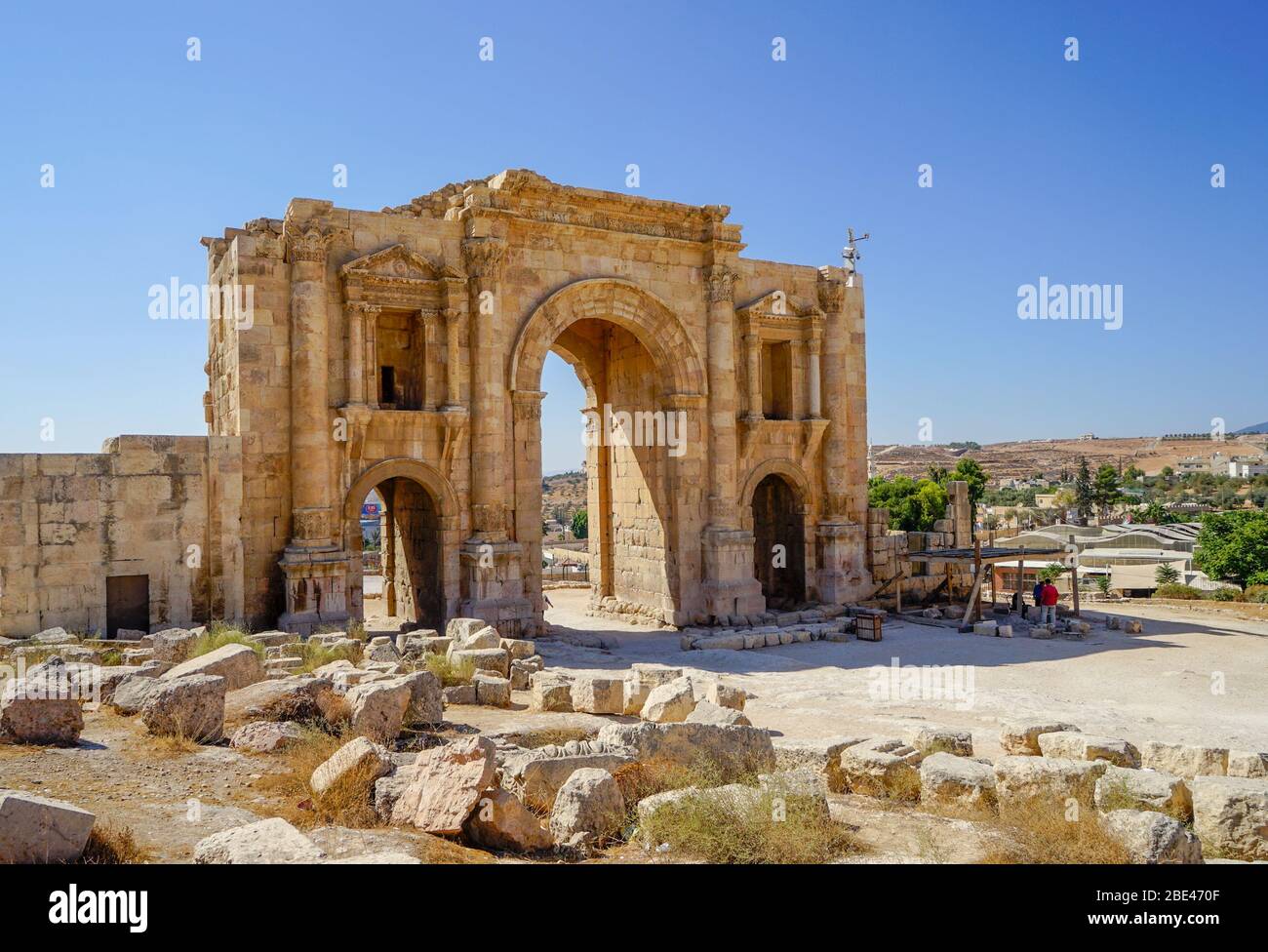 Jordan, Amman the ruins the entrance portal of the roman city of Jerash ...